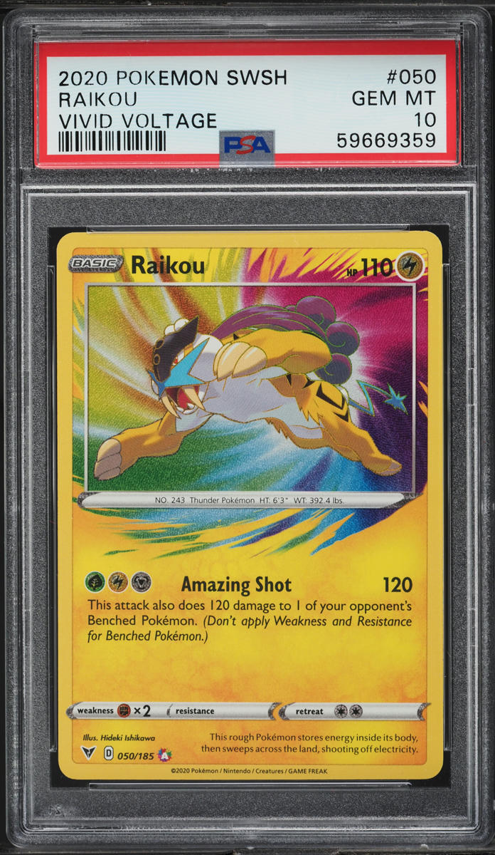 2020 Pokemon Sword & Shield Vivid Voltage Amazing Rare Raikou #50 PSA ...