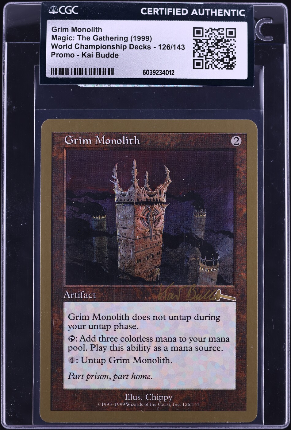 1999 Magic The Gathering MTG World Champs Decks Kai Budde Grim Monolith CGC AUTH on Fanatics Collect