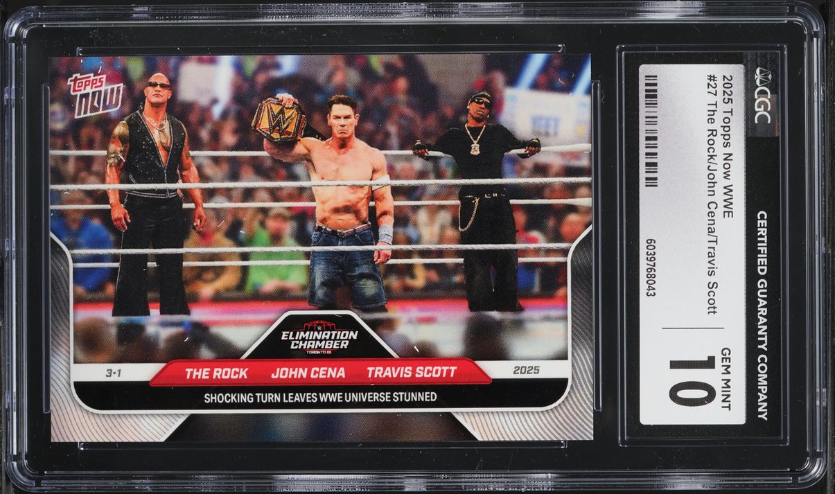 2025 Topps Now WWE The Rock John Cena Travis Scott #27 CGC 10 GEM MINT ...
