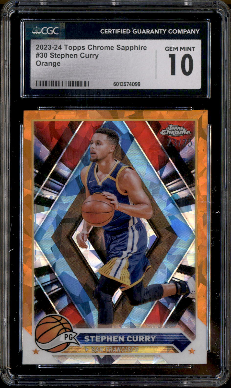 2023 Topps Chrome Sapphire Orange #30 Stephen Curry /25 CGC 10 on ...
