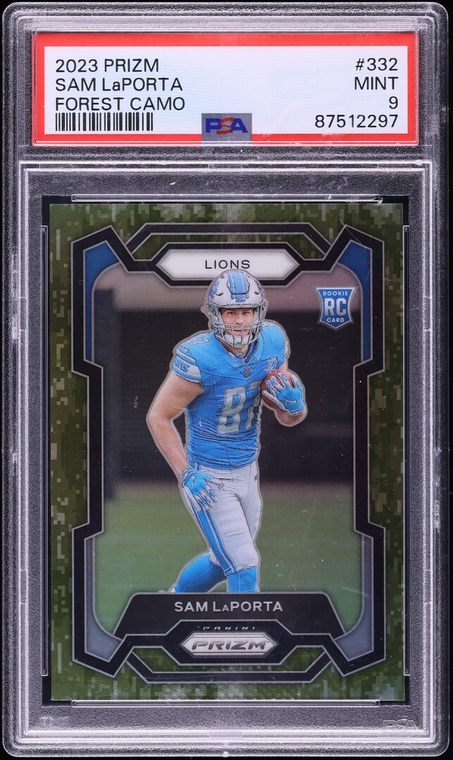 2023 Panini Prizm Forest Camo Sam LaPorta ROOKIE /15 #332 PSA 9 MINT on ...