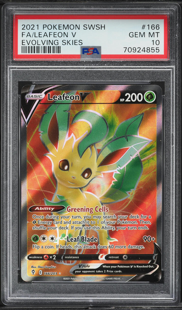 2021 Pokemon Sword & Shield Evolving Skies Leafeon V #166 PSA 10 GEM MINT on Fanatics Collect