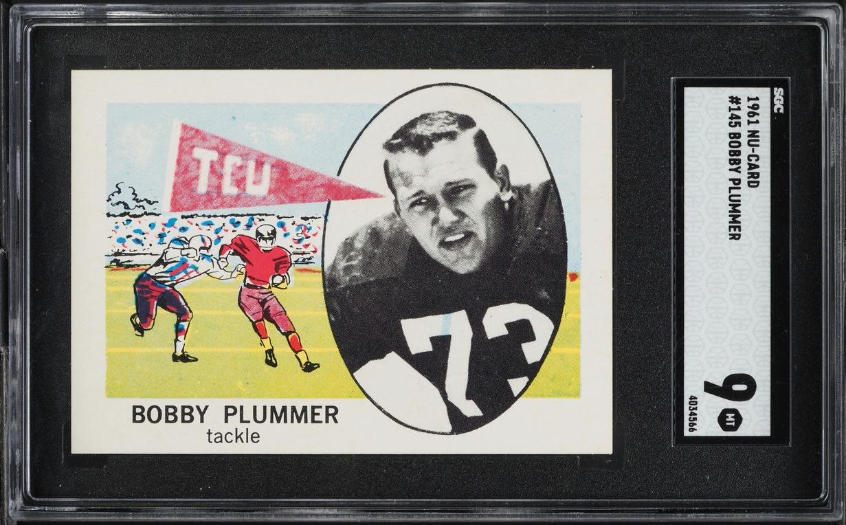 1961 Nu-Card Football Bobby Plummer #145 SGC 9 MINT on Fanatics Collect