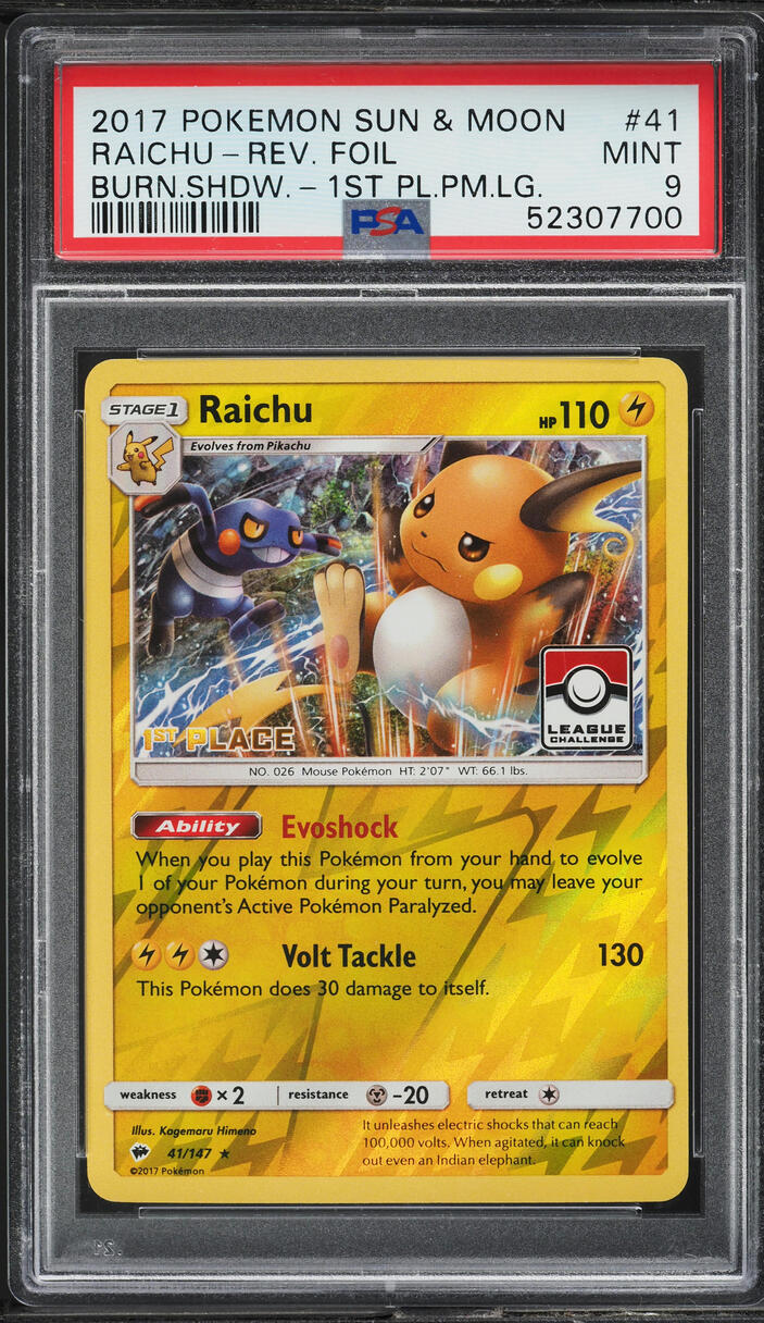 2017 Pokemon SM Burning Shadows League Challenge Reverse Holo Raichu ...