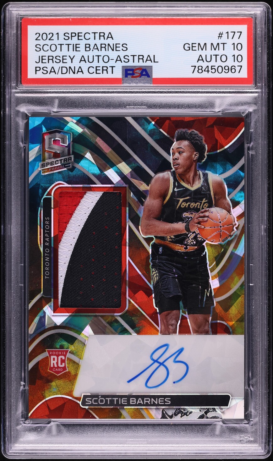 2021 Panini Spectra Astral Scottie Barnes ROOKIE PATCH AUTO DNA 10 /35 ...