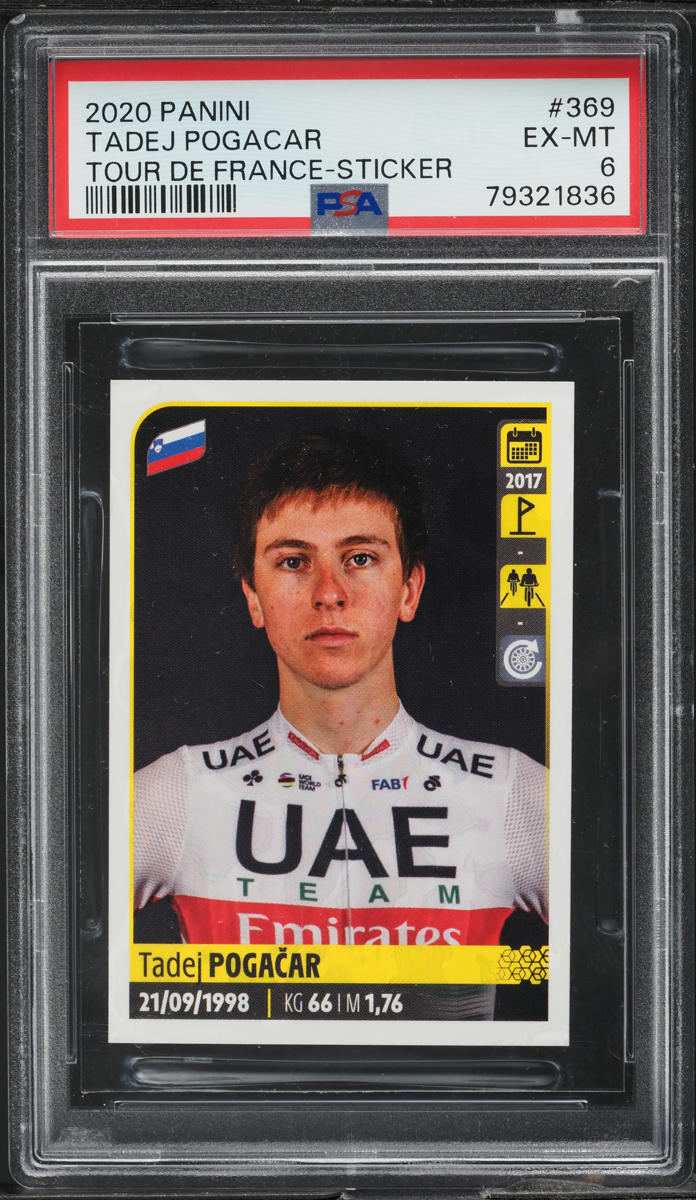 2020 Panini Tour De France Sticker Tadej Pogacar ROOKIE #369 PSA 6 EXMT ...
