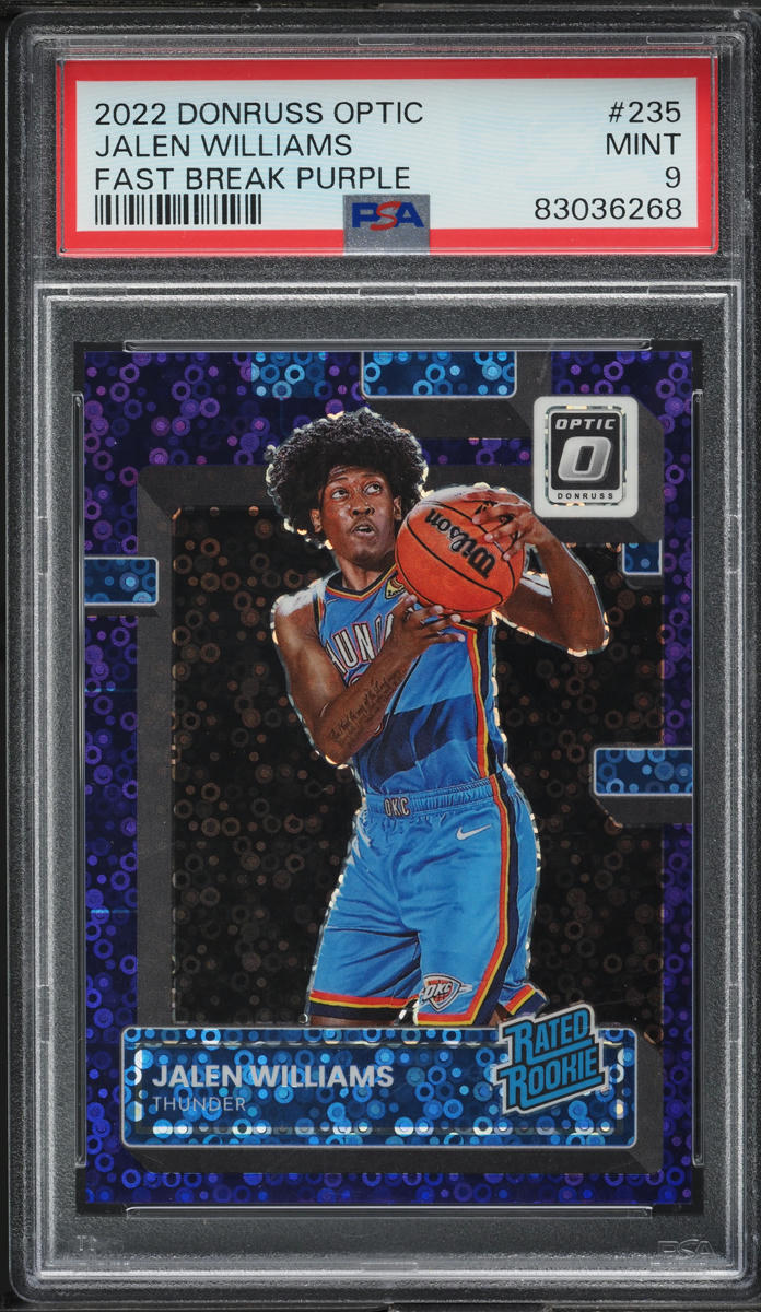 2022 Donruss Optic Fast Break Purple Jalen Williams ROOKIE /99 #235 PSA ...