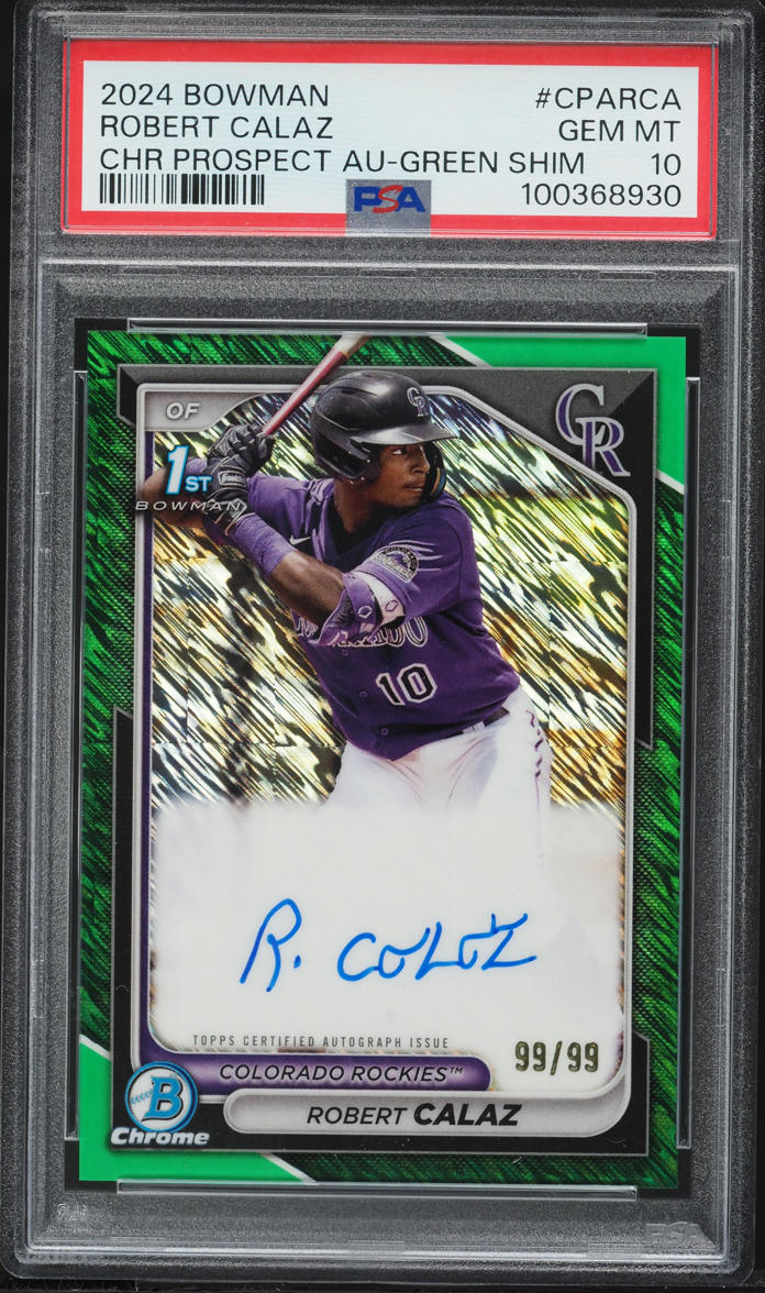 2024 Bowman Chrome Green Shimmer Robert Calaz PROSPECT AUTO 99/99 # ...