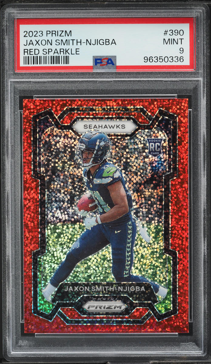 2023 Panini Prizm Red Sparkle Jaxon Smith-Njigba ROOKIE #390 PSA 9 MINT ...