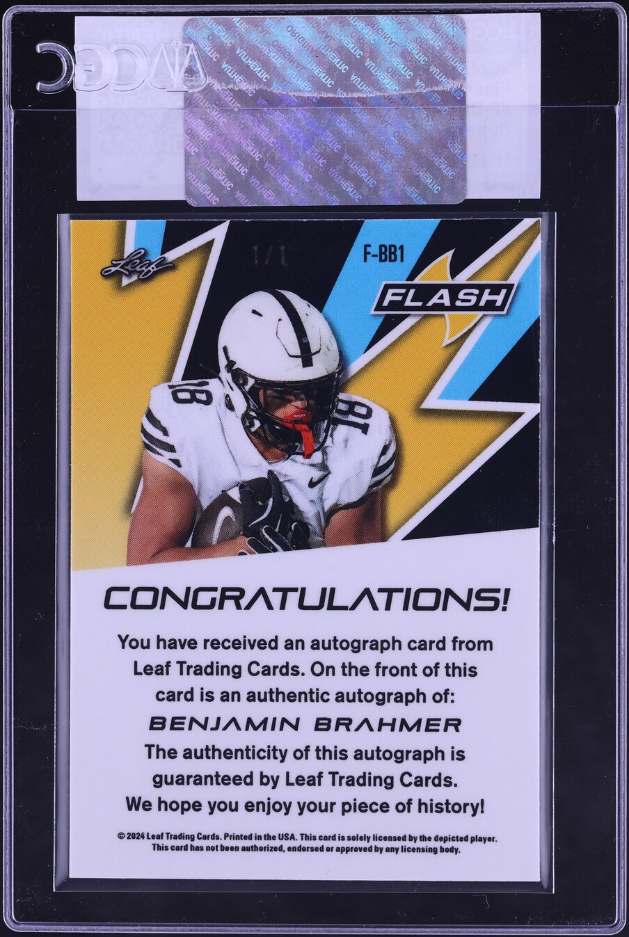 2024 Leaf Eclectic Flash Super Prismatic Gold Benjamin Brahmer AUTO 1/1 #F-BB1 CGC AUTH on ...