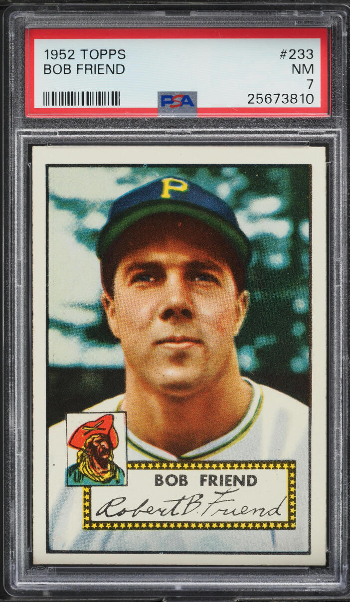 1952 Topps Bob Friend ROOKIE #233 PSA 7 NRMT on Fanatics Collect