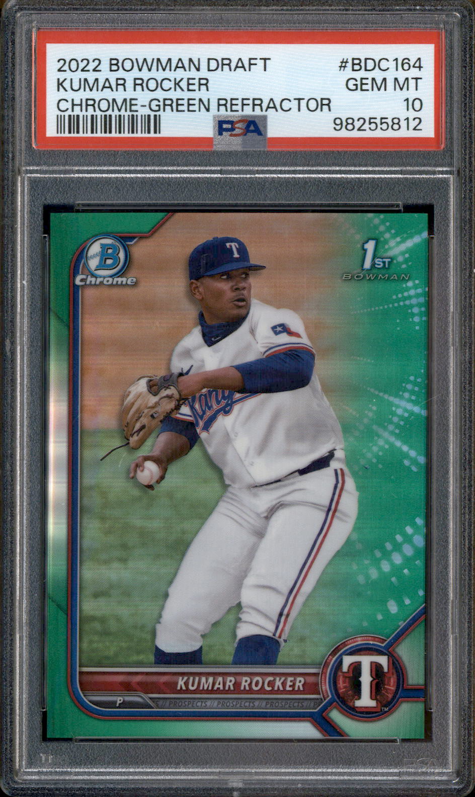 2022 Bowman Chrome Draft Green Refractor #BDC164 Kumar Rocker RC /99 ...