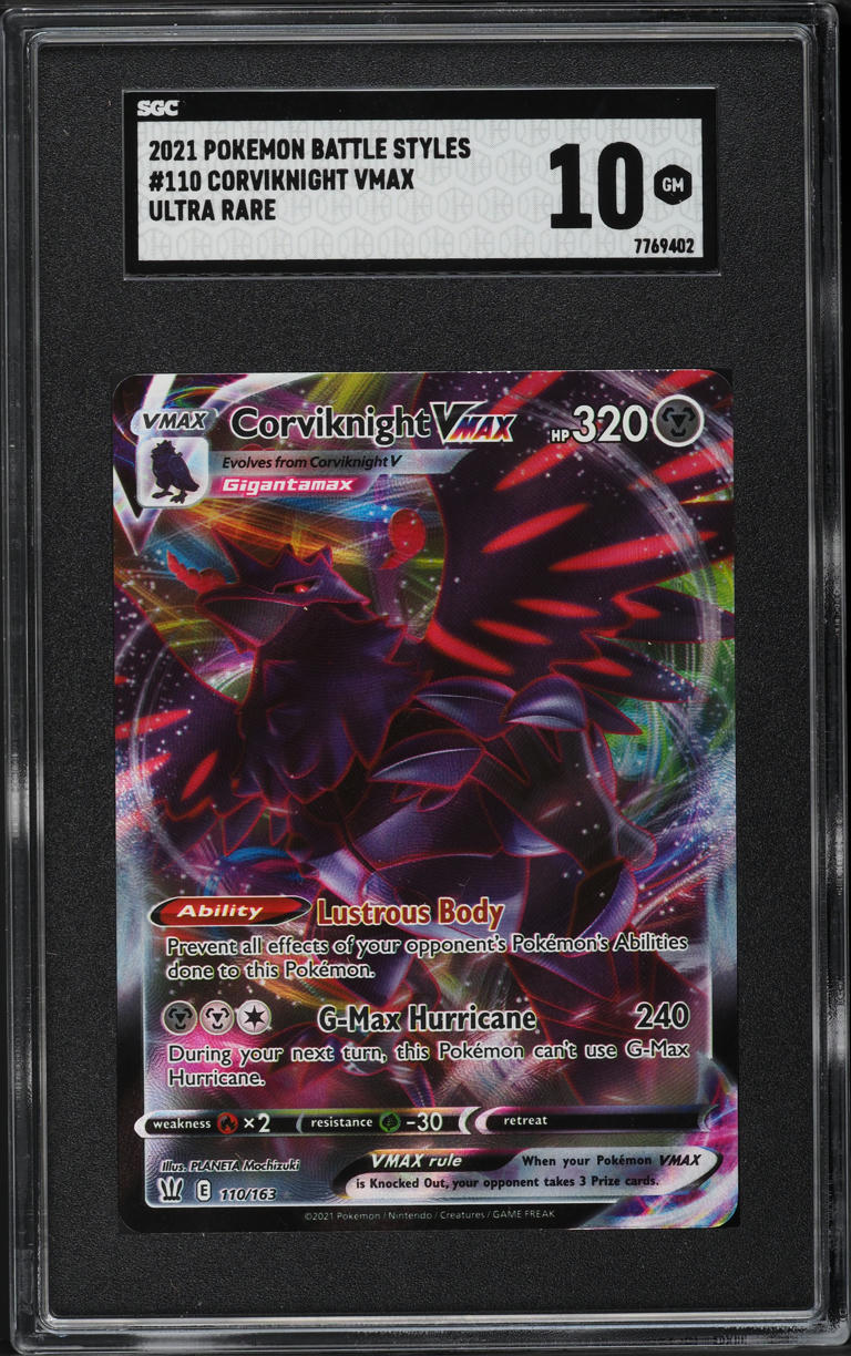 2021 Pokemon SWSH Battle Styles Ultra Rare Corviknight VMAX #110 SGC 10 ...