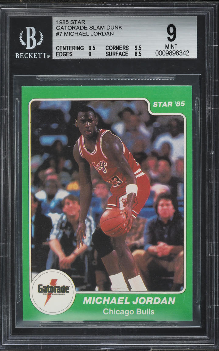 1985 Star Gatorade Slam Dunk Michael Jordan ROOKIE #7 BGS 9 MINT on ...