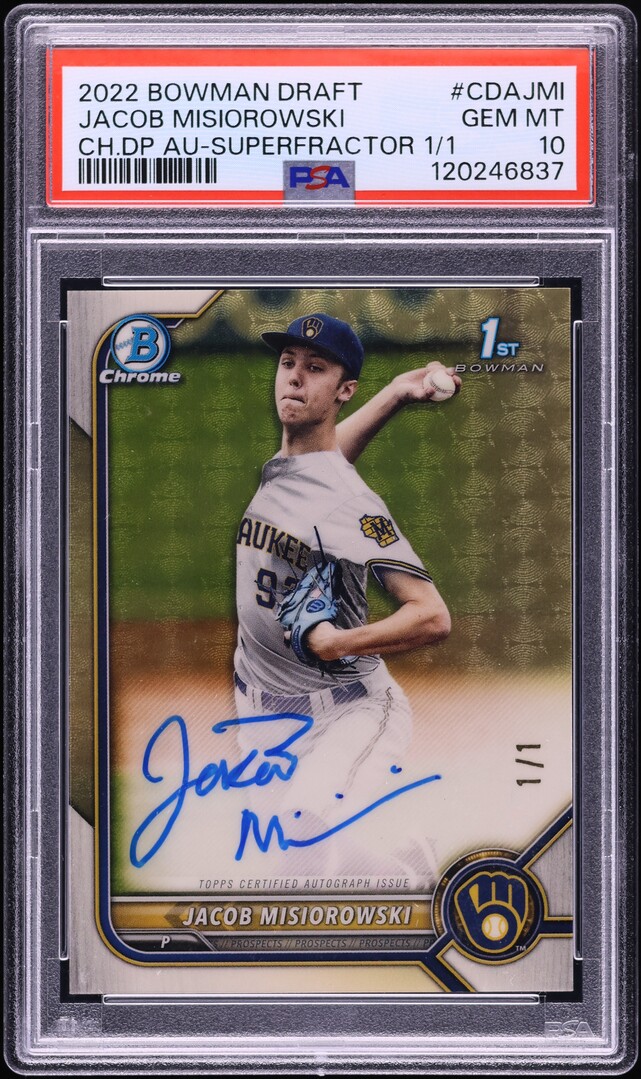 2022 Bowman Chrome DP Superfractor Jacob Misiorowski PROSPECT AUTO 1/1 ...