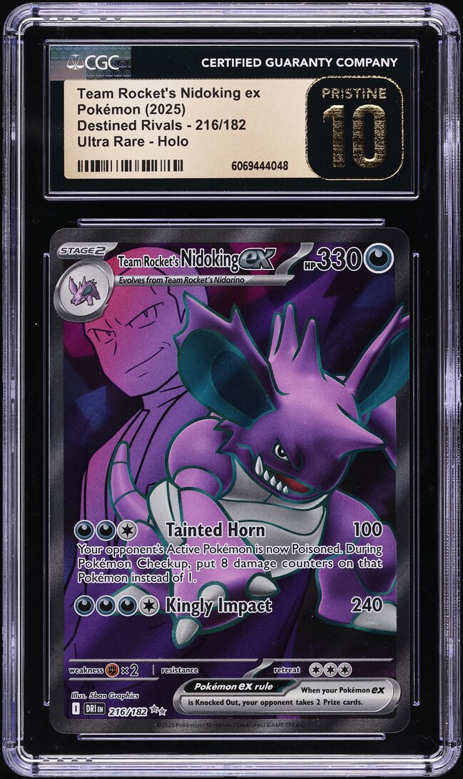 2025 Pokemon SV Destined Rivals Full Art Team Rocket's Nidoking ex #216 CGC 10 on Fanatics Collect