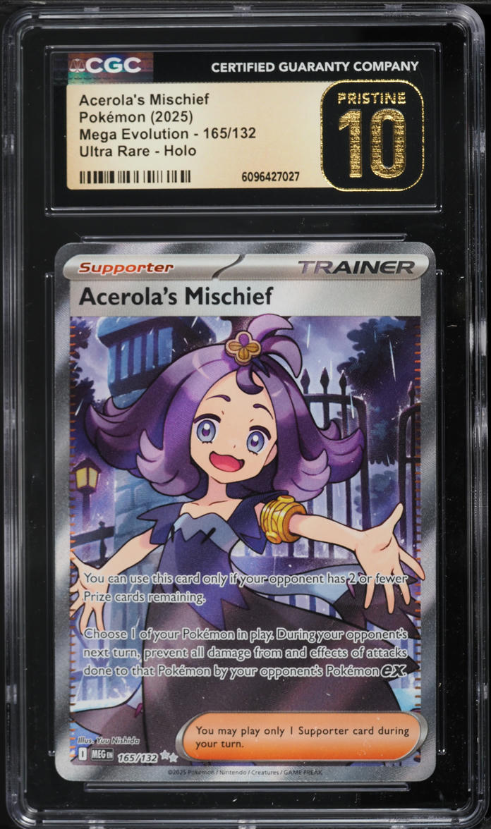 2025 Pokemon Mega Evolution Full Art Acerola's Mischief #165 CGC 10 ...