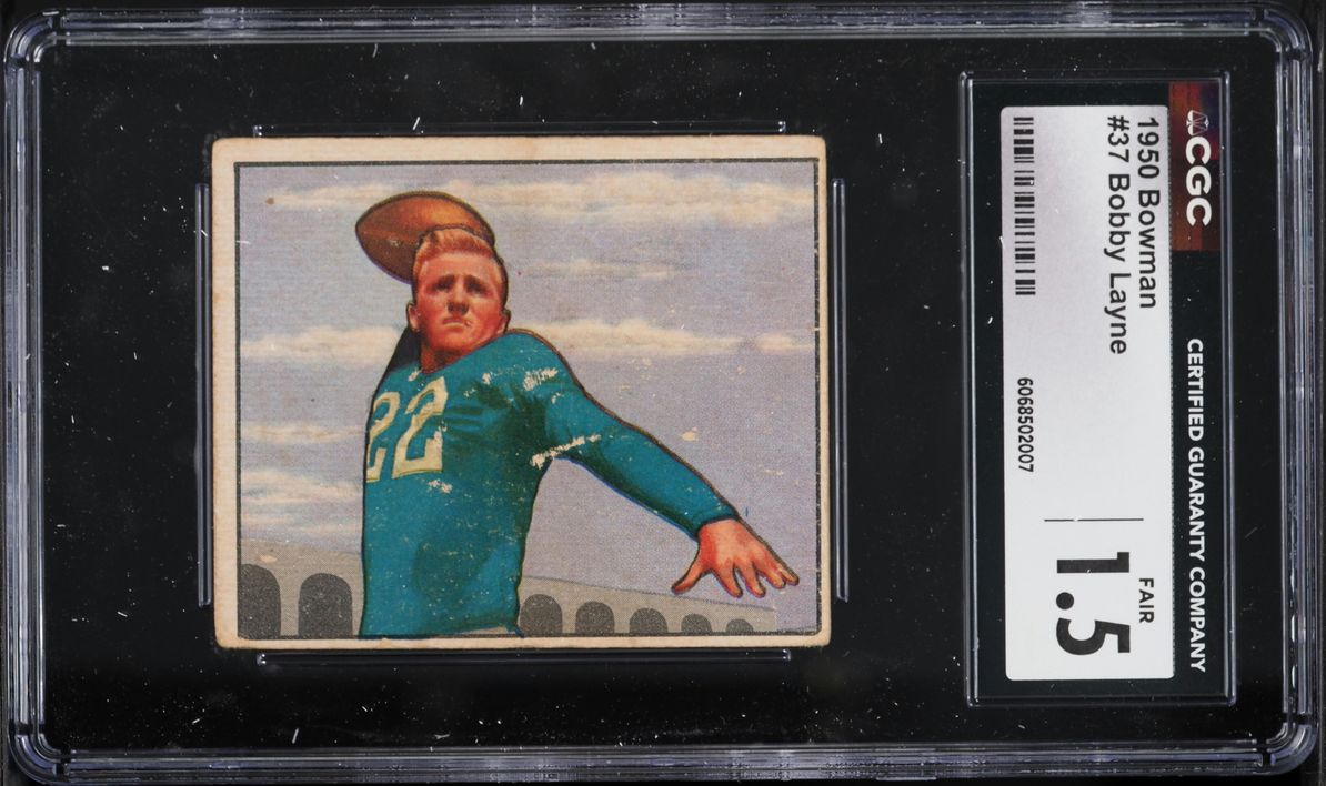 1950 Bowman Football Bobby Layne #37 CGC 1.5 FR on Fanatics Collect