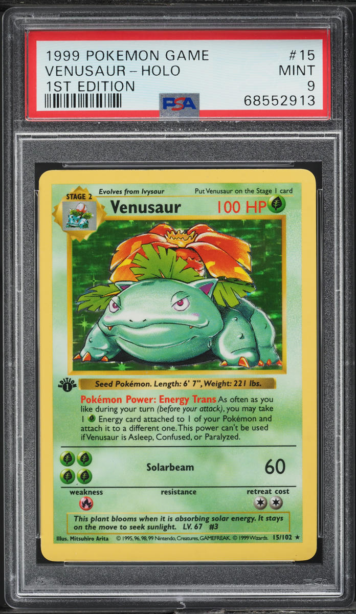 1999 Pokemon Base Set Shadowless 1st Edition Holo Venusaur #15 PSA 9 ...