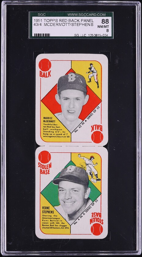 1951 Topps Red Back Panel McDermott Stephens #43/4 SGC 8 NM-MT on ...