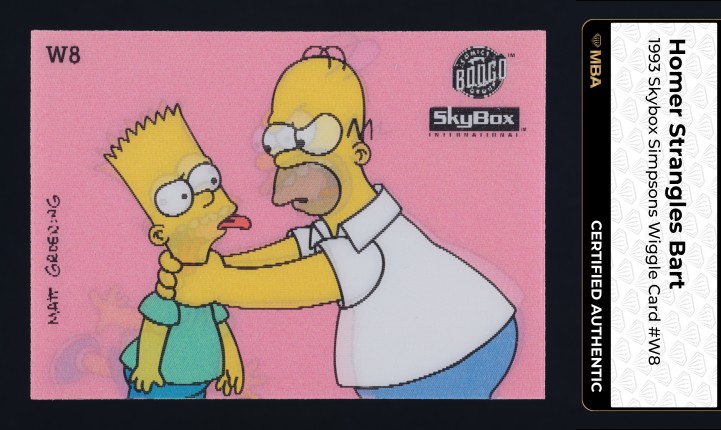 1993 Skybox Simpsons Wiggle Card Homer Strangles Bart #W8 MBA AUTH on ...