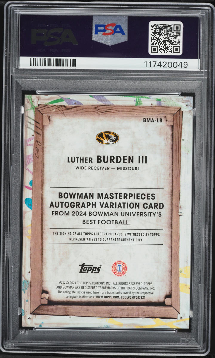 2024 Bowman Best University Masterpieces Gold Refractor Luther Burden ...