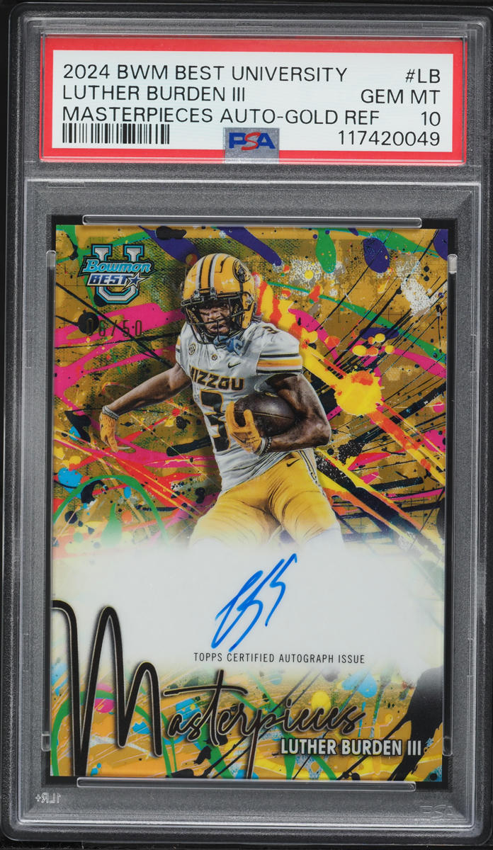 2024 Bowman Best University Masterpieces Gold Refractor Luther Burden ...