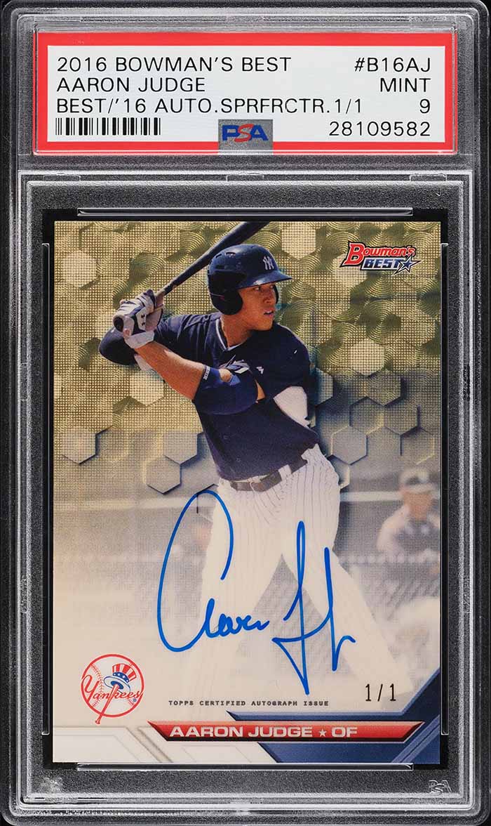 2016 Bowman's Best Superfractor Aaron Judge ROOKIE AUTO 1/1 #B16AJ PSA ...