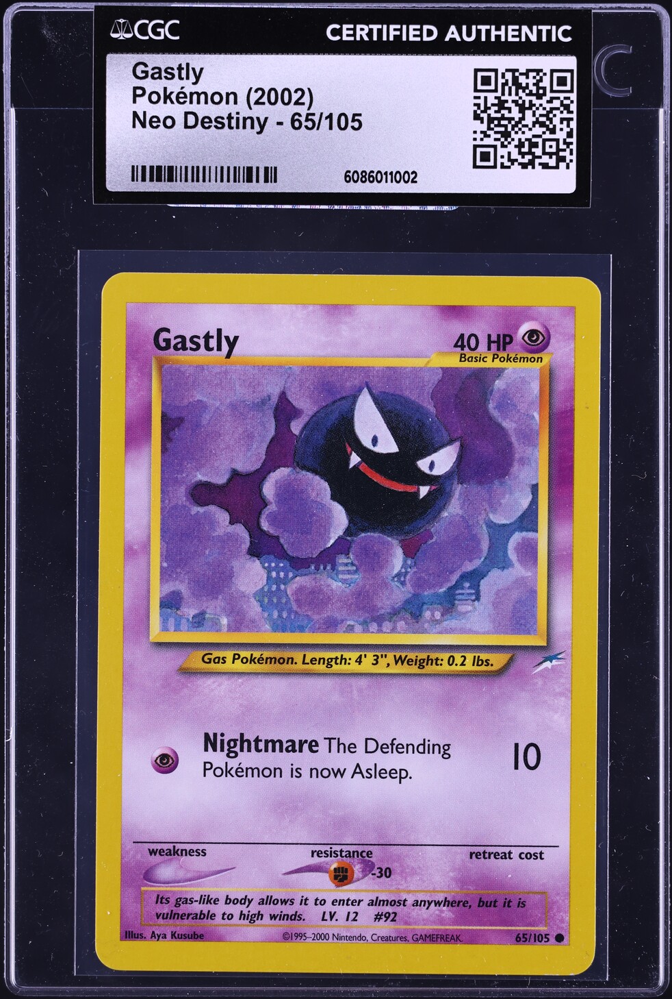2002 Pokemon Neo Destiny Gastly #65 CGC AUTH on Fanatics Collect