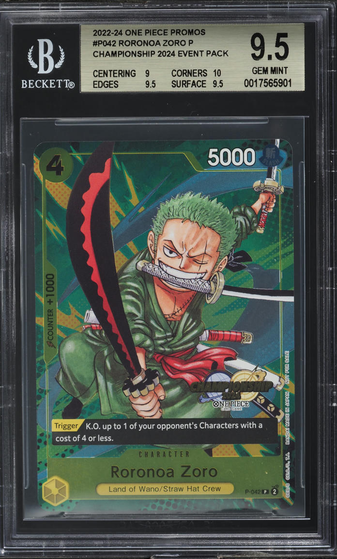 2022 One Piece Promo Championship Event Pack Roronoa Zoro BGS 9.5 GEM MINT on Fanatics Collect