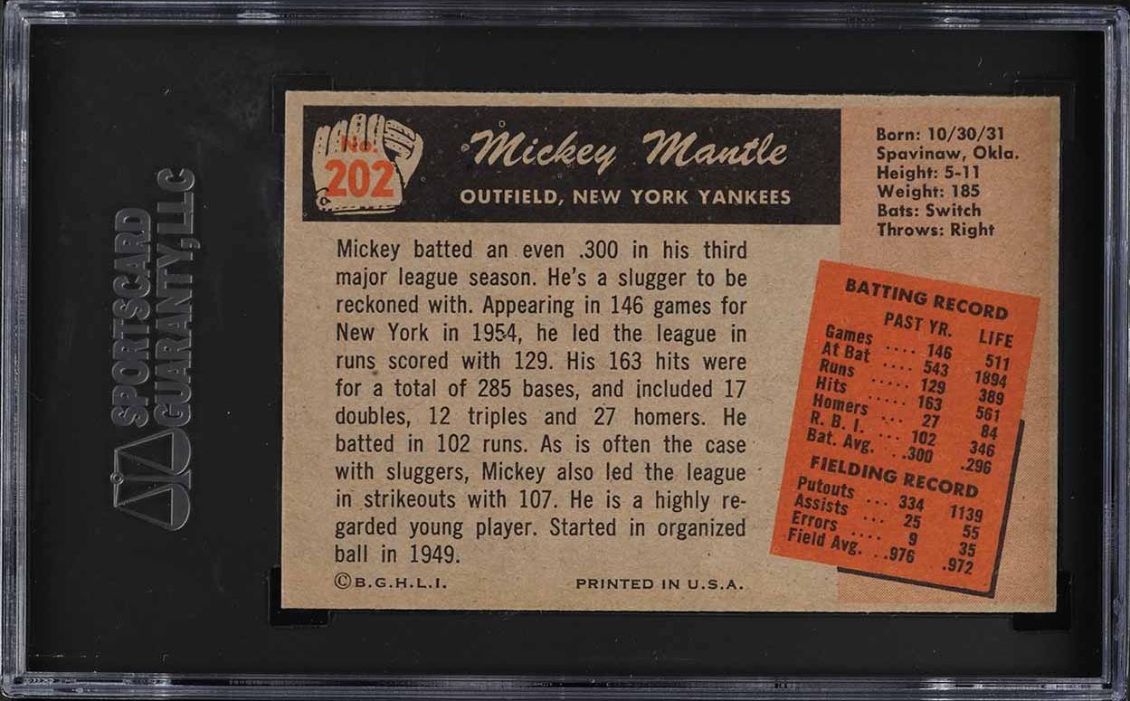 1955 Bowman Mickey Mantle #202 SGC 7 NRMT on Fanatics Collect