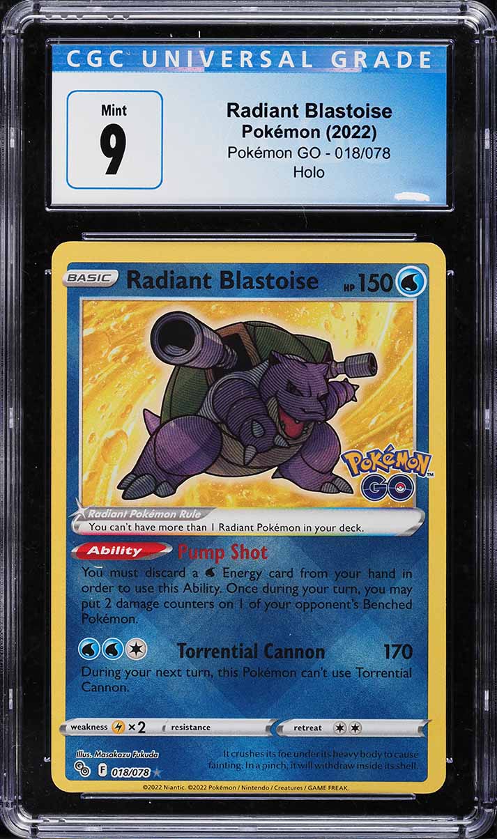 2022 Pokemon Japanese SWSH Pokemon GO Radiant Blastoise #18 CGC 9 MINT ...