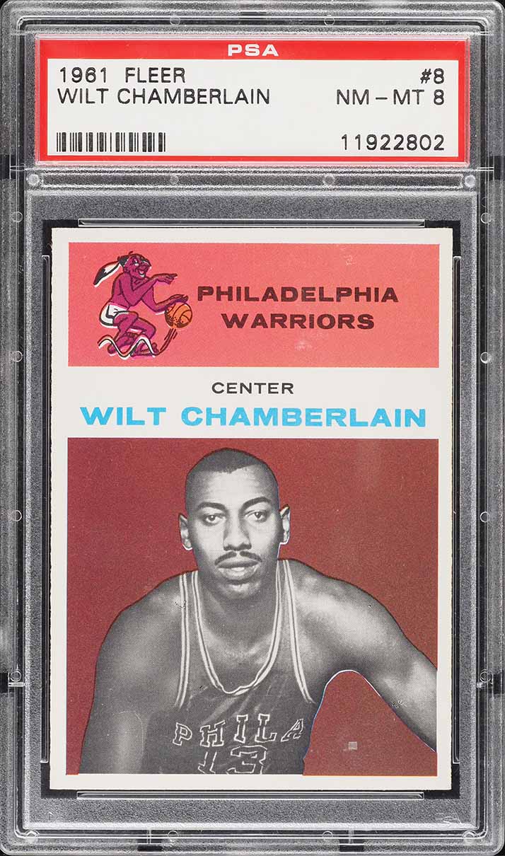 1961 Fleer Basketball Wilt Chamberlain ROOKIE #8 PSA 8 NM-MT on ...