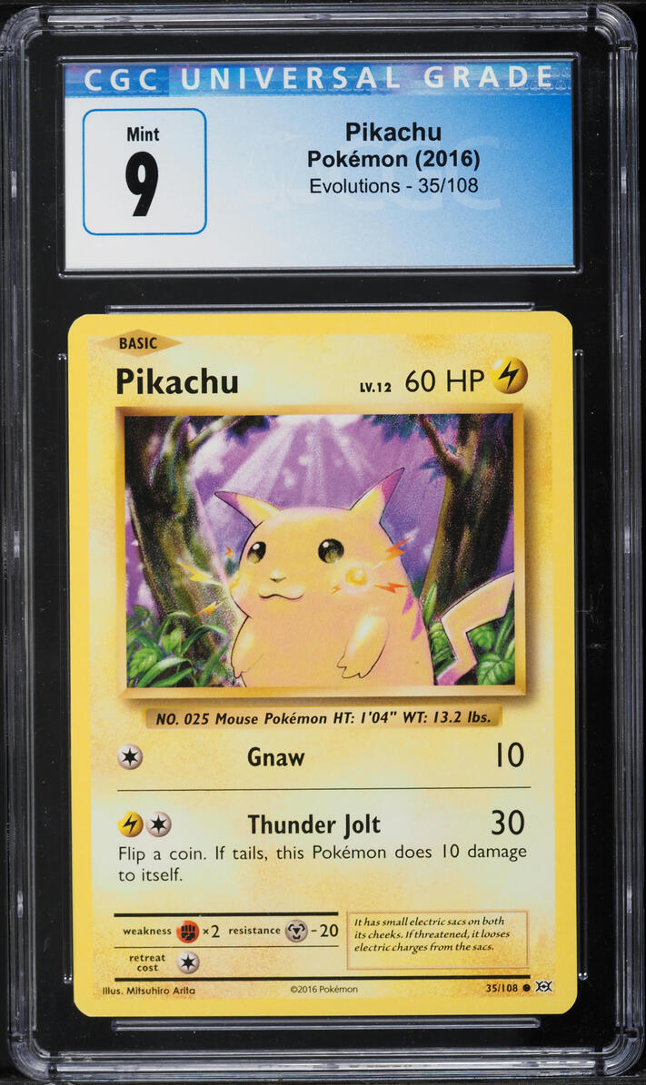 2016 Pokemon XY Evolutions Pikachu #35 CGC 9 MINT on Fanatics Collect