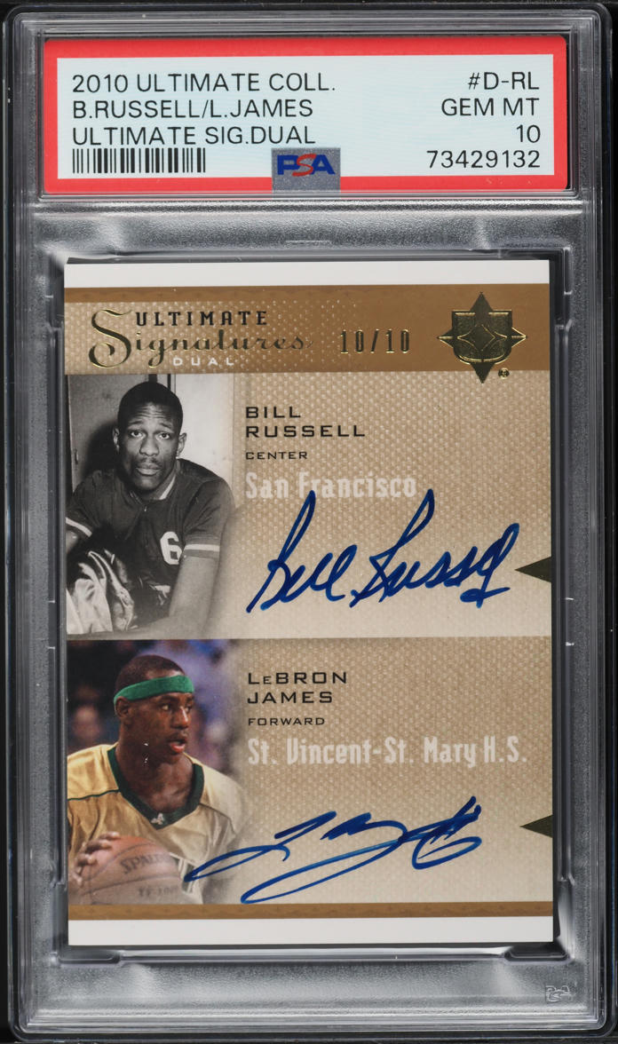 2010 Ultimate Collection Dual Bill Russell LeBron James AUTO 10/10 PSA ...
