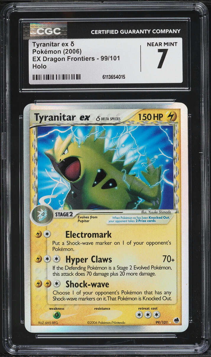 2006 Pokemon EX Dragon Frontiers Holo Tyranitar ex #99 CGC 7 NRMT on ...