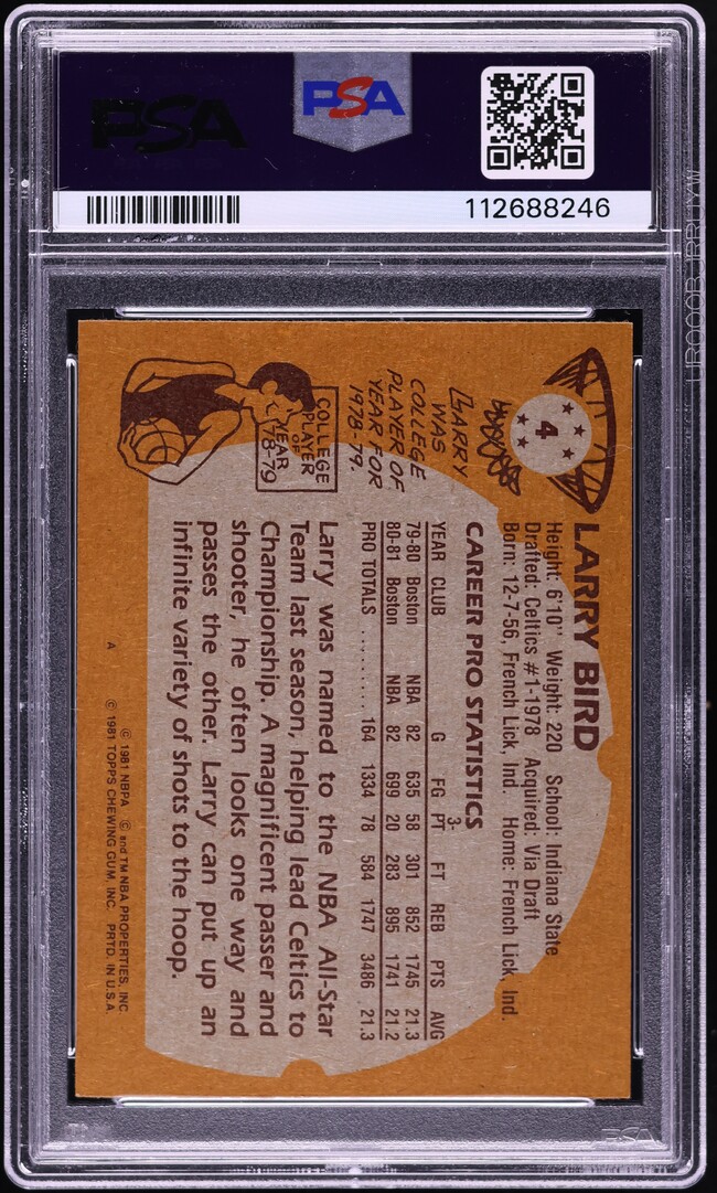 1981 Topps Basketball Larry Bird #4 PSA 5 EX on Fanatics Collect