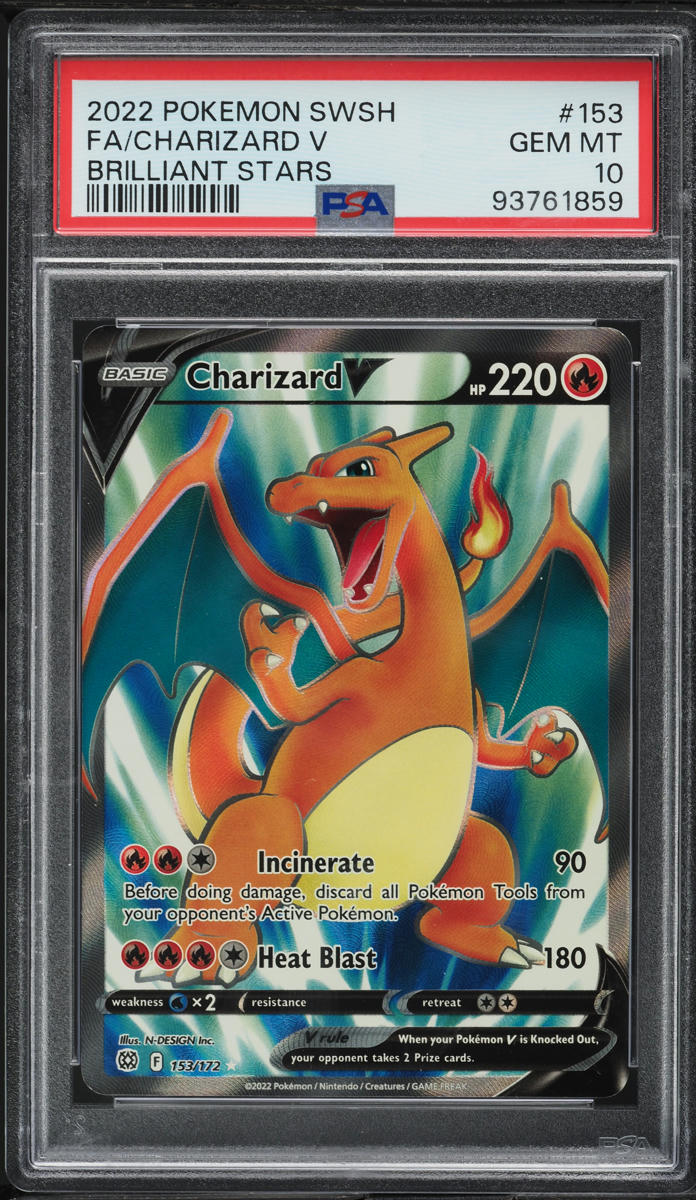 2022 Pokemon SWSH Brilliant Stars Full Art Charizard V #153 PSA 10 GEM ...