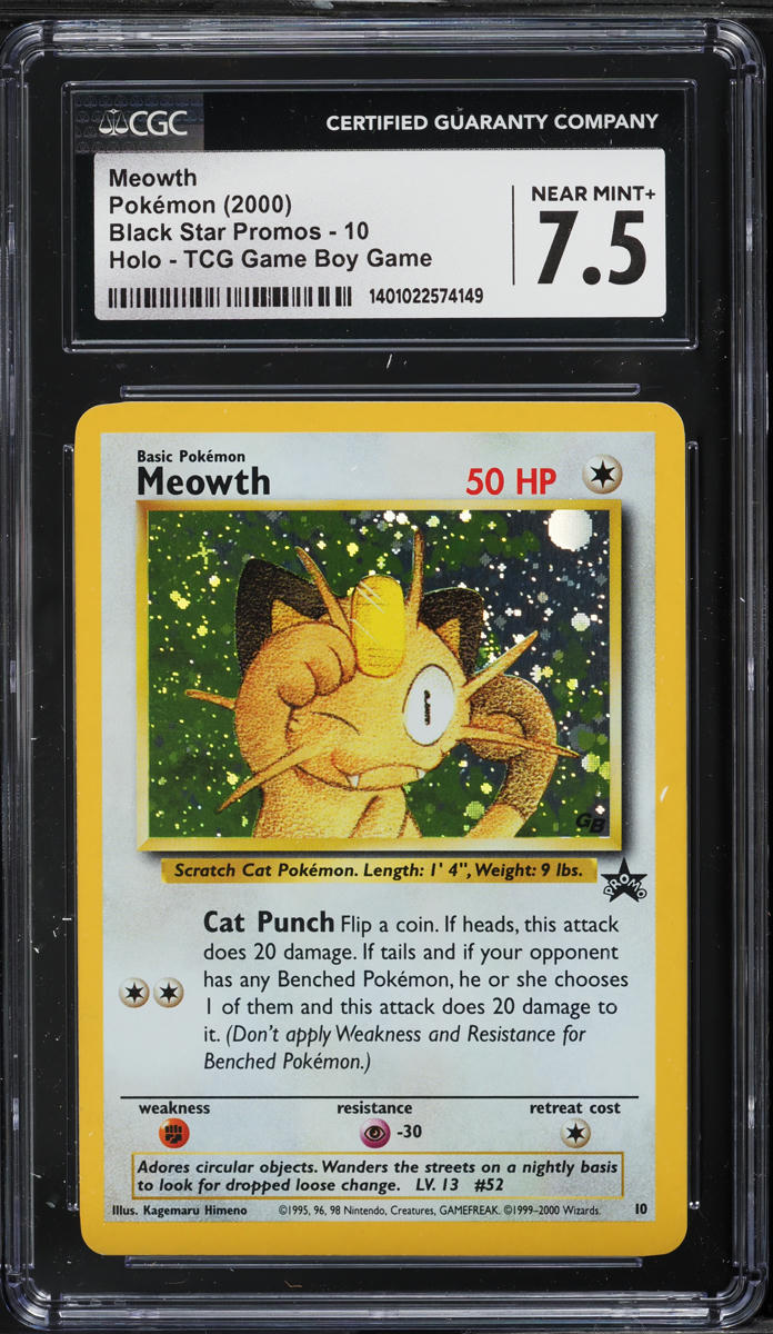 2000 Pokemon Black Star Promo TCG Game Boy Game Meowth #10 CGC 7.5 NRMT+ on Fanatics Collect