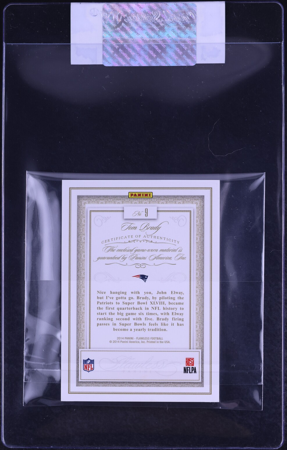 2014 Panini Flawless Ruby Tom Brady PATCH /15 #9 CGC AUTH on Fanatics ...