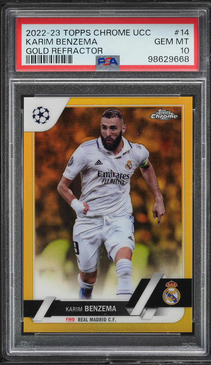 2022 Topps Chrome UEFA Club Competitions Gold Refractor Karim Benzema ...