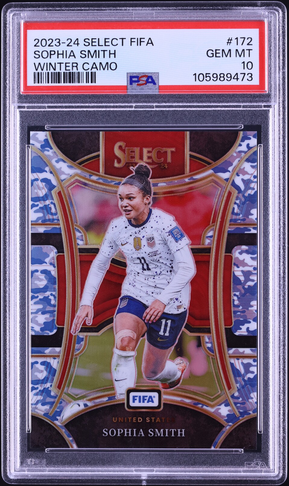 2023 Select Mezzanine FIFA Winter Camo Sophia Smith /99 #172 PSA 10 GEM ...