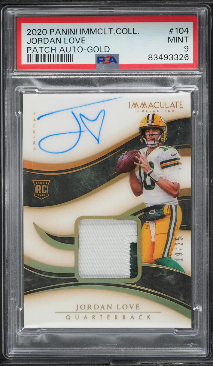 2020 Immaculate Collection Gold Jordan Love ROOKIE PATCH AUTO /25 #104 ...