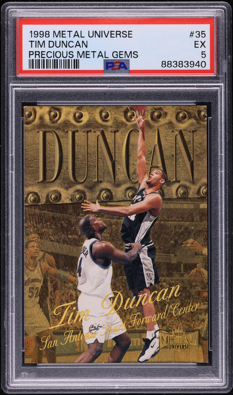 1998 Metal Universe Precious Metal Gems PMG Tim Duncan /50 #35 PSA 5 EX ...
