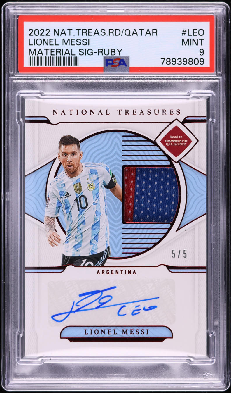 2022 National Treasures FIFA World Cup Ruby Lionel Messi PATCH AUTO 5/5 ...