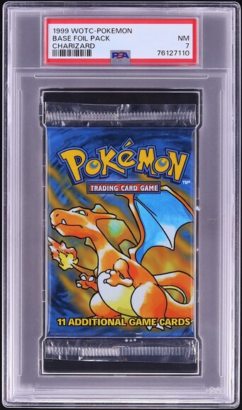 1999 Pokemon Base Set Pack Charizard Base Foil Pack PSA 7 NRMT on ...