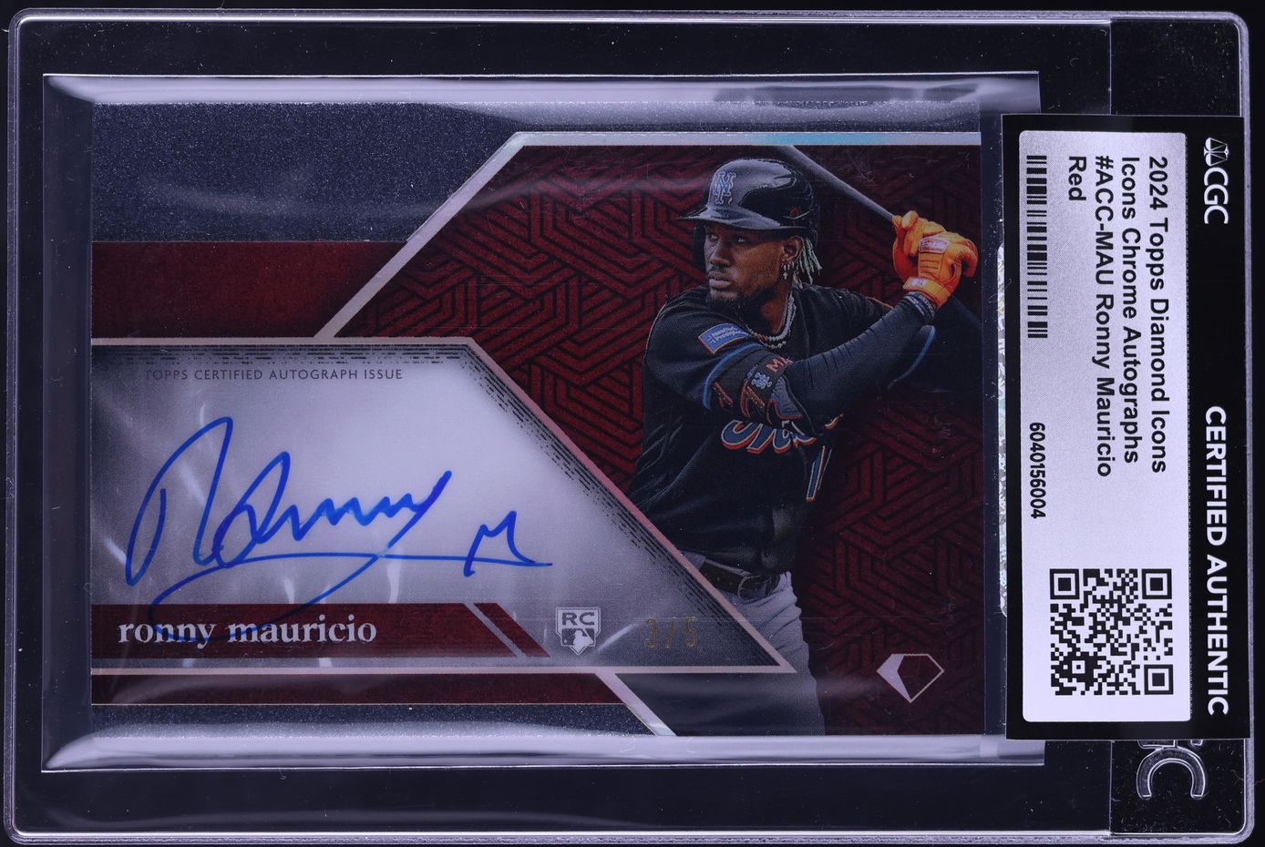 2024 Topps Chrome Diamond Icons Red Ronny Mauricio ROOKIE AUTO /5 CGC ...