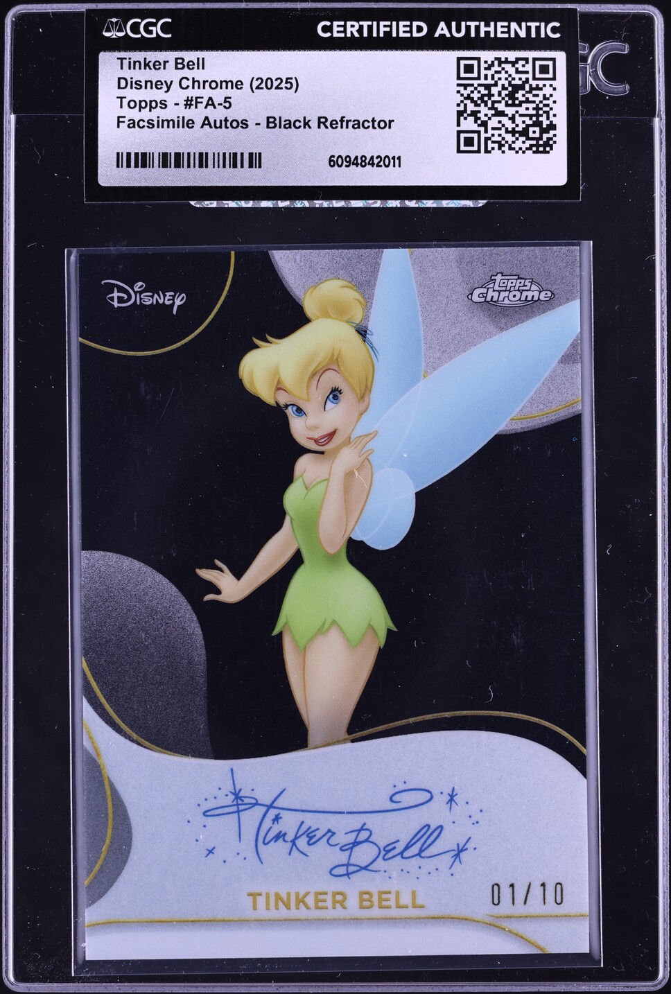 2025 Topps Chrome Disney Facsimile Autograph Black Refractor Tinker ...