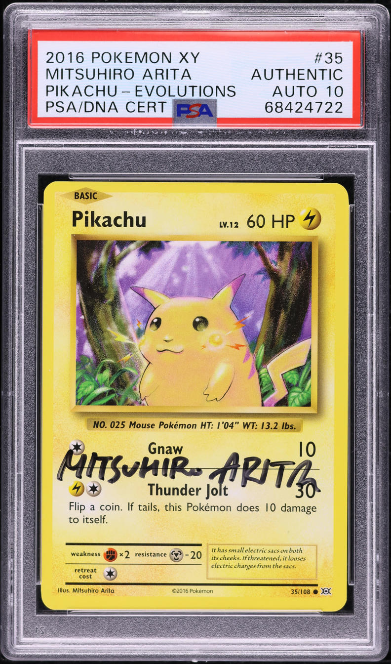 2016 Pokemon XY Evolutions Pikachu Mitsuhiro Arita AUTO DNA 10 #35 PSA ...
