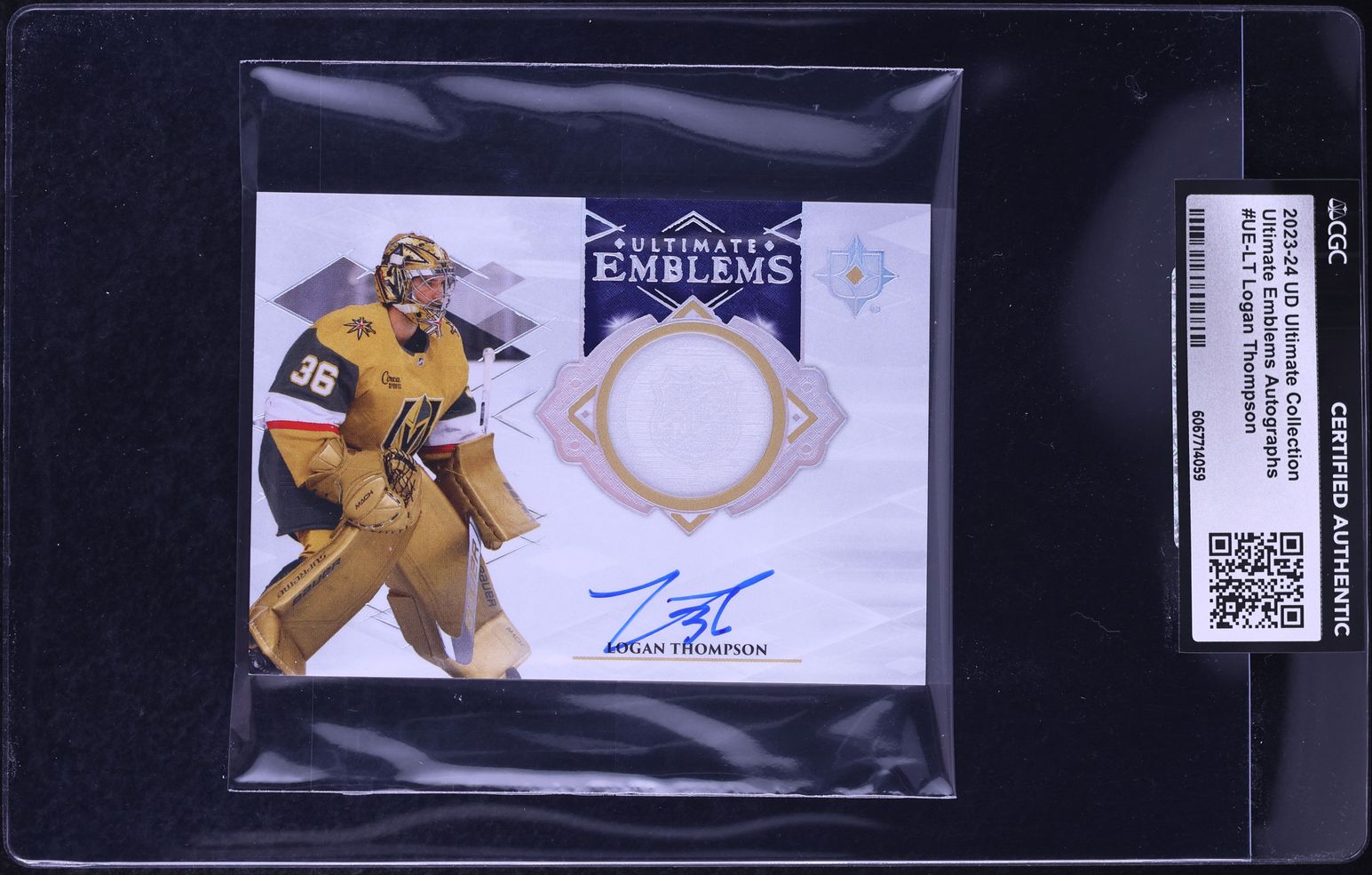 2023 Ultimate Collection Emblems Logan Thompson AUTO #UE-LT CGC AUTH on ...